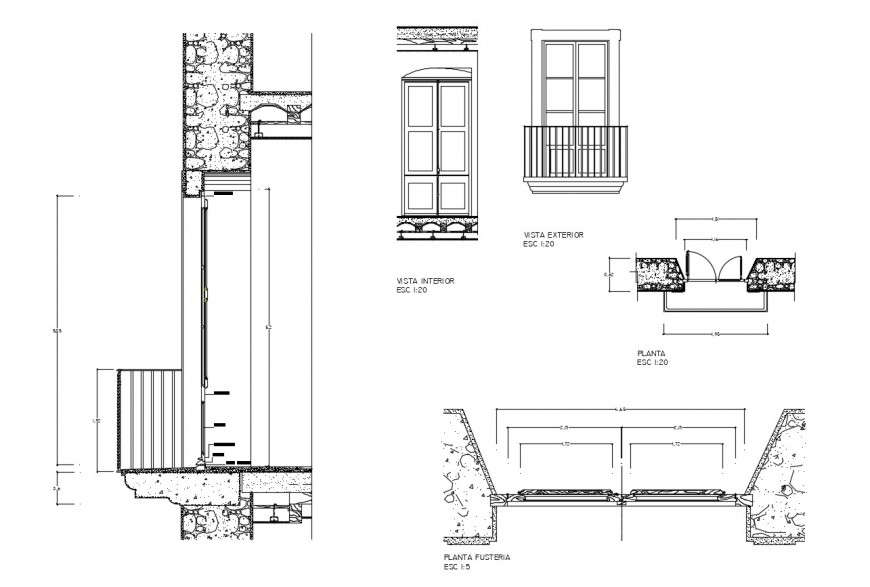 Balcony Construction Unit Detail Plan And Elevation 2d View Cad Structural Block Dwg File Cadbull